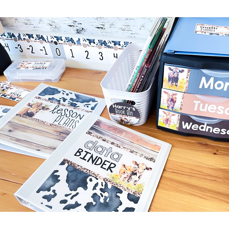 Editable Cow Print Binder Covers and Spines Farmhouse Classroom Decor ...