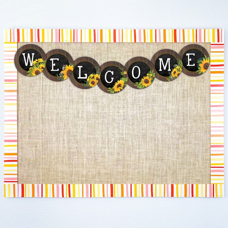 PRINTABLE Welcome Banner Sunflower Farmhouse Classroom Decor - Etsy