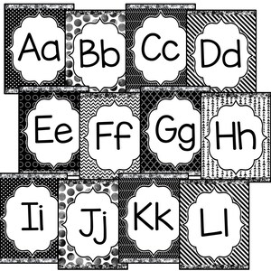 Alphabet Posters Classroom Black and White Classroom Decor Alphabet ...