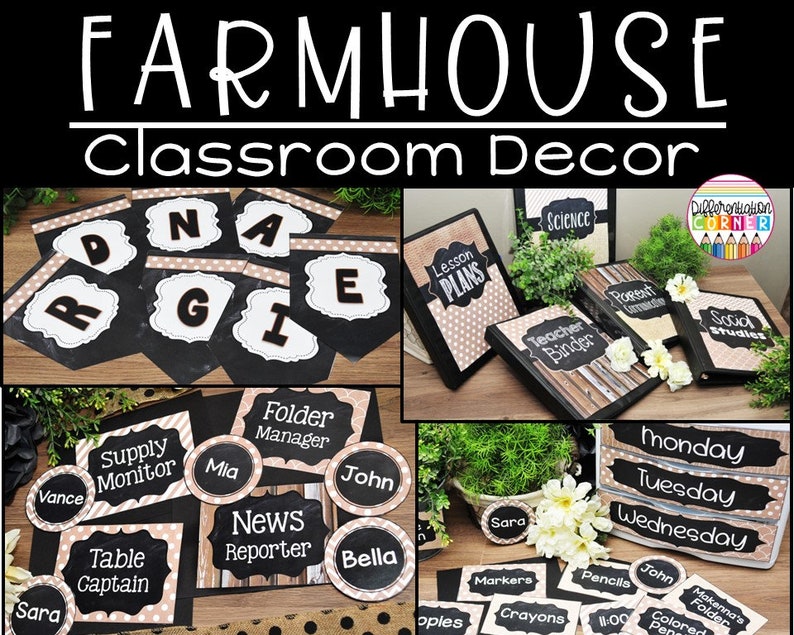 Farmhouse Neutral Classroom Decor Bundle Classroom Bulletin - Etsy