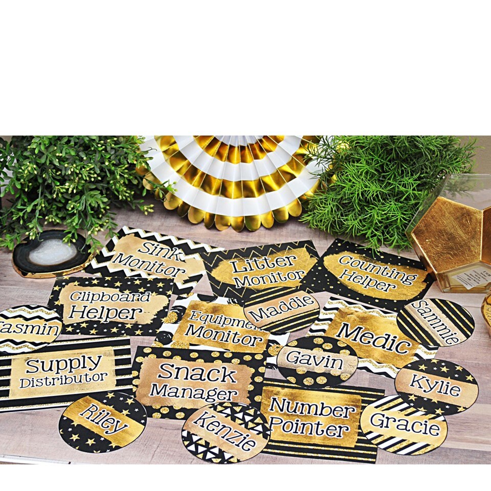 Editable Classroom Job Chart Template Black and Gold Classroom Decor ...