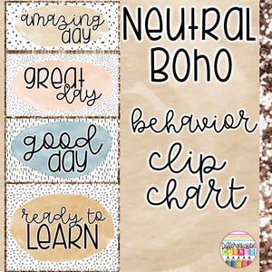 Printable Behavior Clip Chart Neutral Boho Classroom Decor Editable ...