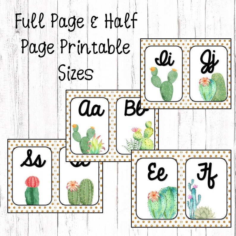 Cursive Alphabet Posters for Classroom Cactus Classroom Decor Printable ...