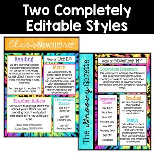 Editable Classroom Newsletter Template | Tie Dye Retro Classroom Decor ...