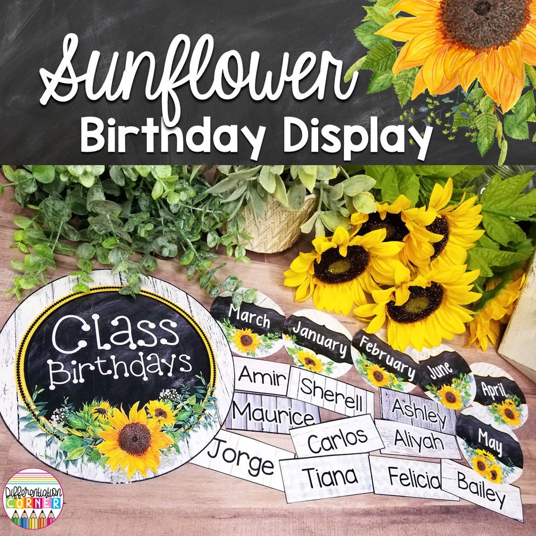 Classroom Birthday Display Sunflower Farmhouse Classroom Decor ...