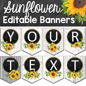 Editable Bunting Bulletin Board Banner Letters Sunflower - Etsy