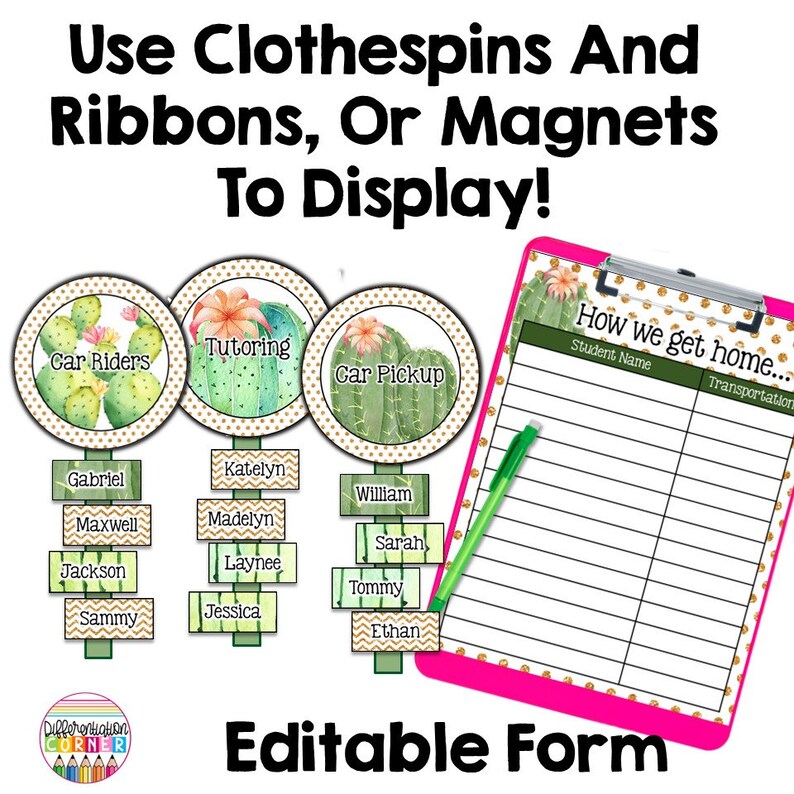 Cactus How We Go Home Dismissal Chart Template Cactus - Etsy