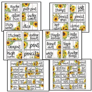 Teacher Tool Box Labels, Sunflower Modern Farmhouse Teacher Toolbox ...