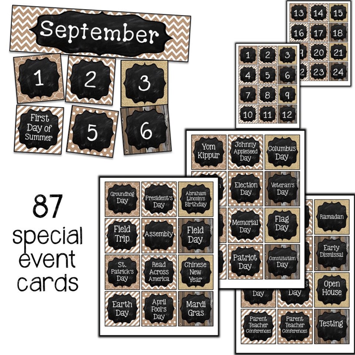 Farmhouse Neutral Classroom Calendar & Weather Display Set Farmhouse ...