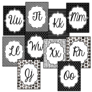 Cursive Alphabet Posters for the Classroom Black and White - Etsy