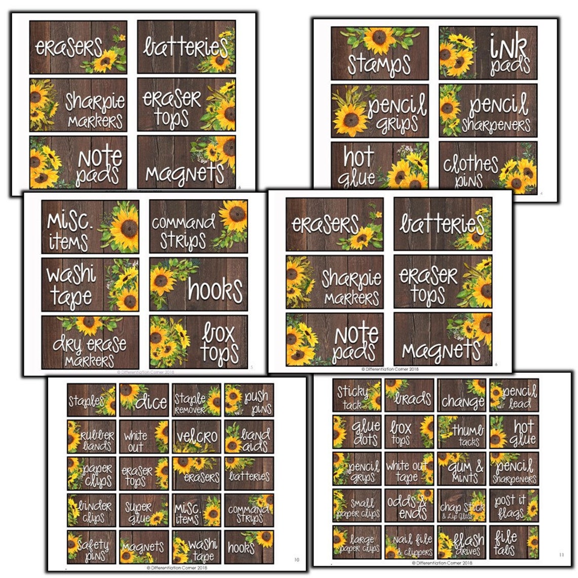 Teacher Tool Box Labels Sunflower Modern Farmhouse Teacher - Etsy