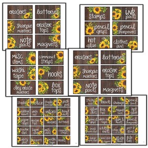 Teacher Tool Box Labels, Sunflower Modern Farmhouse Teacher Toolbox ...