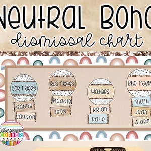 Neutral How We Go Home Dismissal Chart Template Neutral Boho Classroom ...