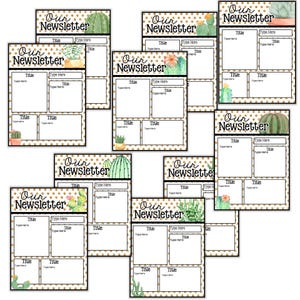Editable Classroom Newsletter Template Cactus Classroom Decor Monthly ...