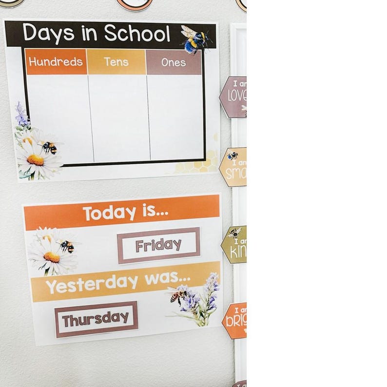 Bee Classroom Calendar Set & Weather Display Bee Classroom Decor Space ...