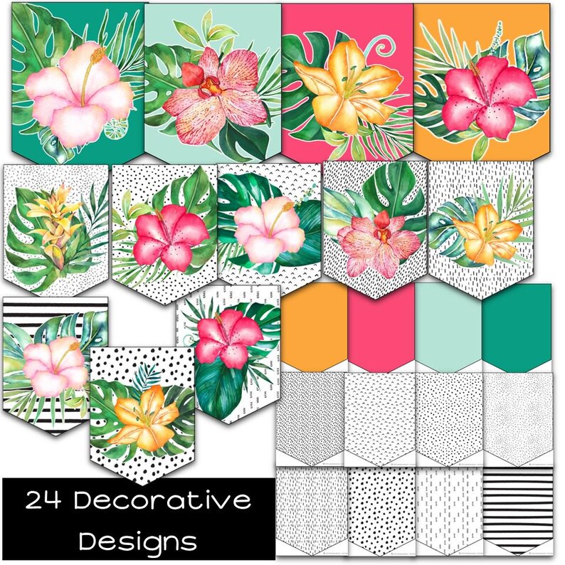 Editable Tropical Bunting Bulletin Board Banner Letters | Tropical ...