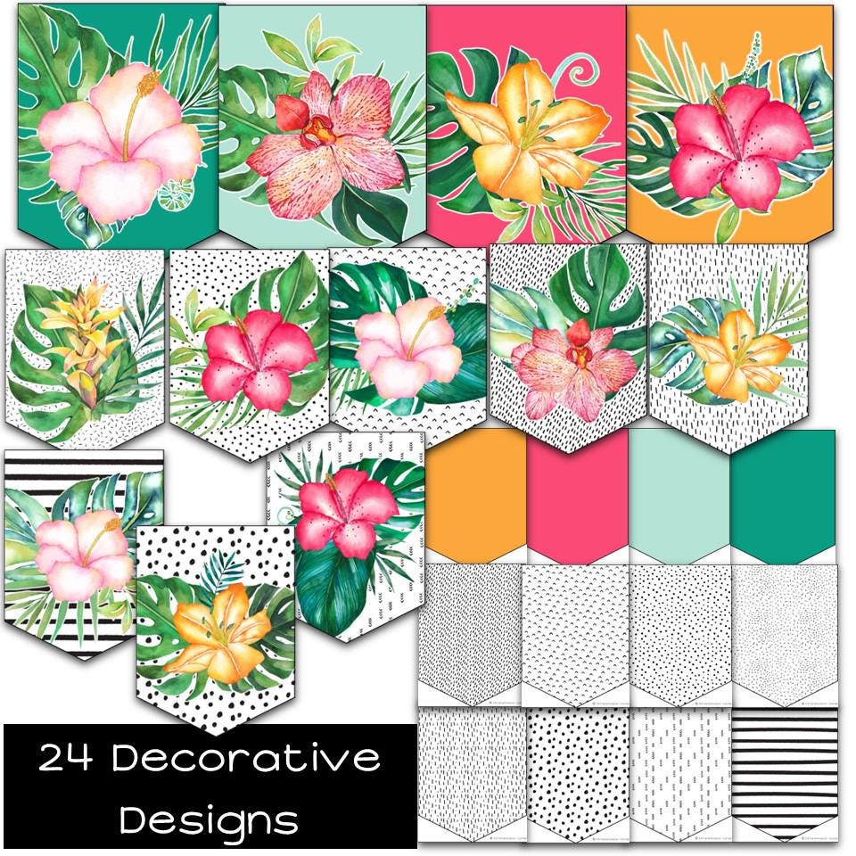 Editable Tropical Bunting Bulletin Board Banner Letters | Tropical ...