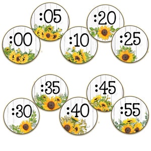 PRINTABLE Clock Label Numbers in 5 Minute Intervals | Sunflower ...