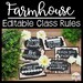 Editable Farmhouse Classroom Rules Posters Farmhouse Neutral Classroom ...