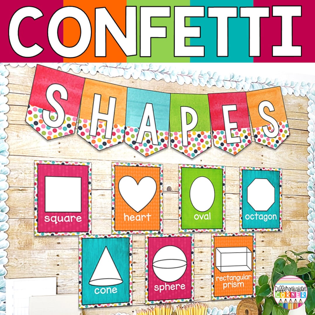 PRINTABLE Shape Posters and Charts | Confetti Rainbow Classroom Decor ...