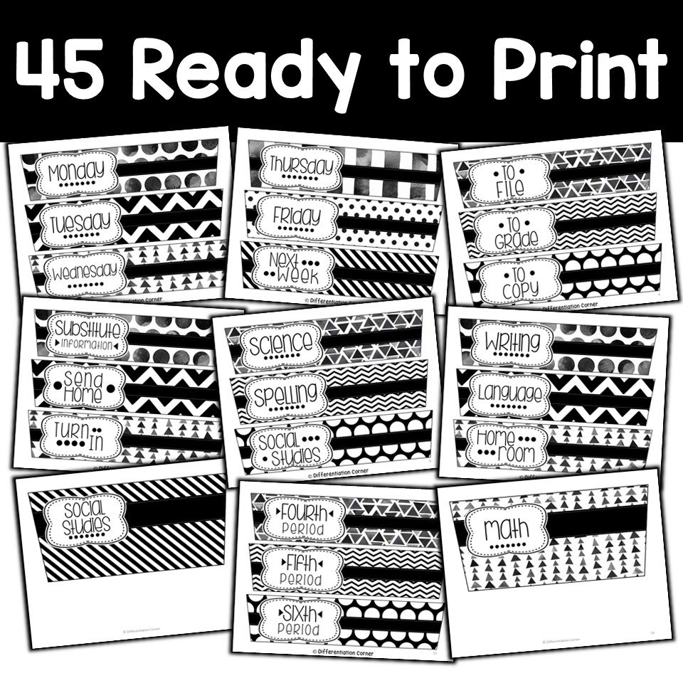 10 Drawer Rolling Cart Labels Editable Black and White - Etsy