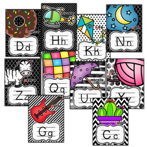 Alphabet Posters Classroom Black and White Classroom Decor Alphabet ...