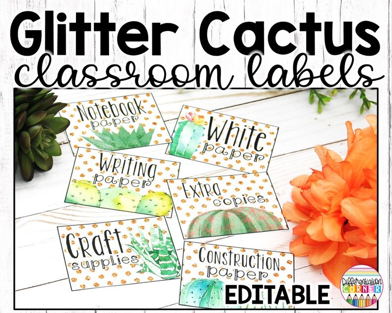 Editable Cactus Classroom Labels Cactus Classroom Decor Succulent ...