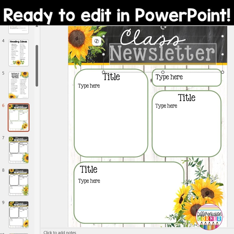 Editable Classroom Newsletter Template | Sunflower Farmhouse Classroom ...