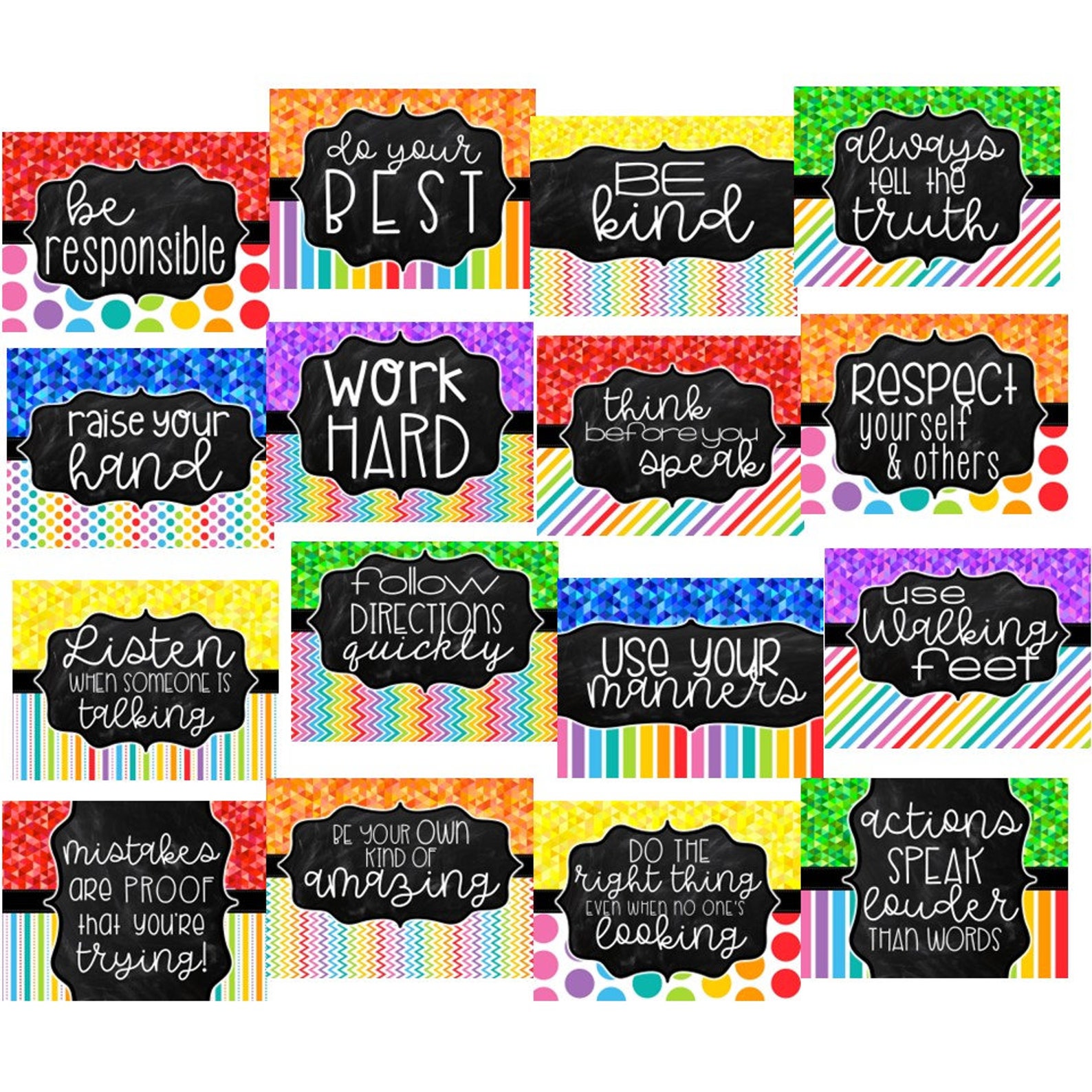 Editable Rainbow Classroom Rules Posters Rainbow Classroom Decor ...