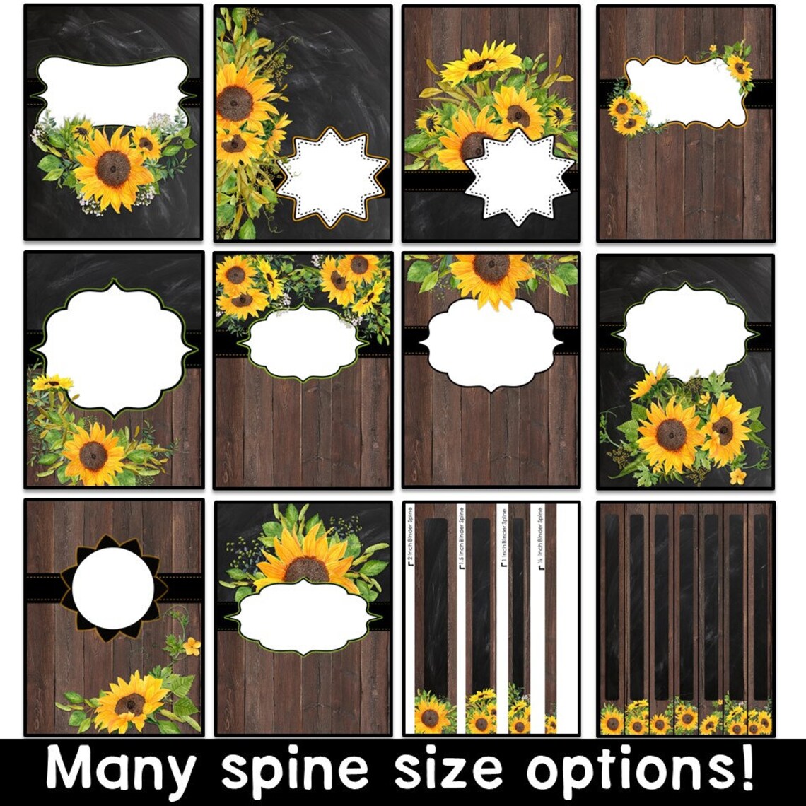 Editable Binder Covers and Spines Sunflower Farmhouse - Etsy