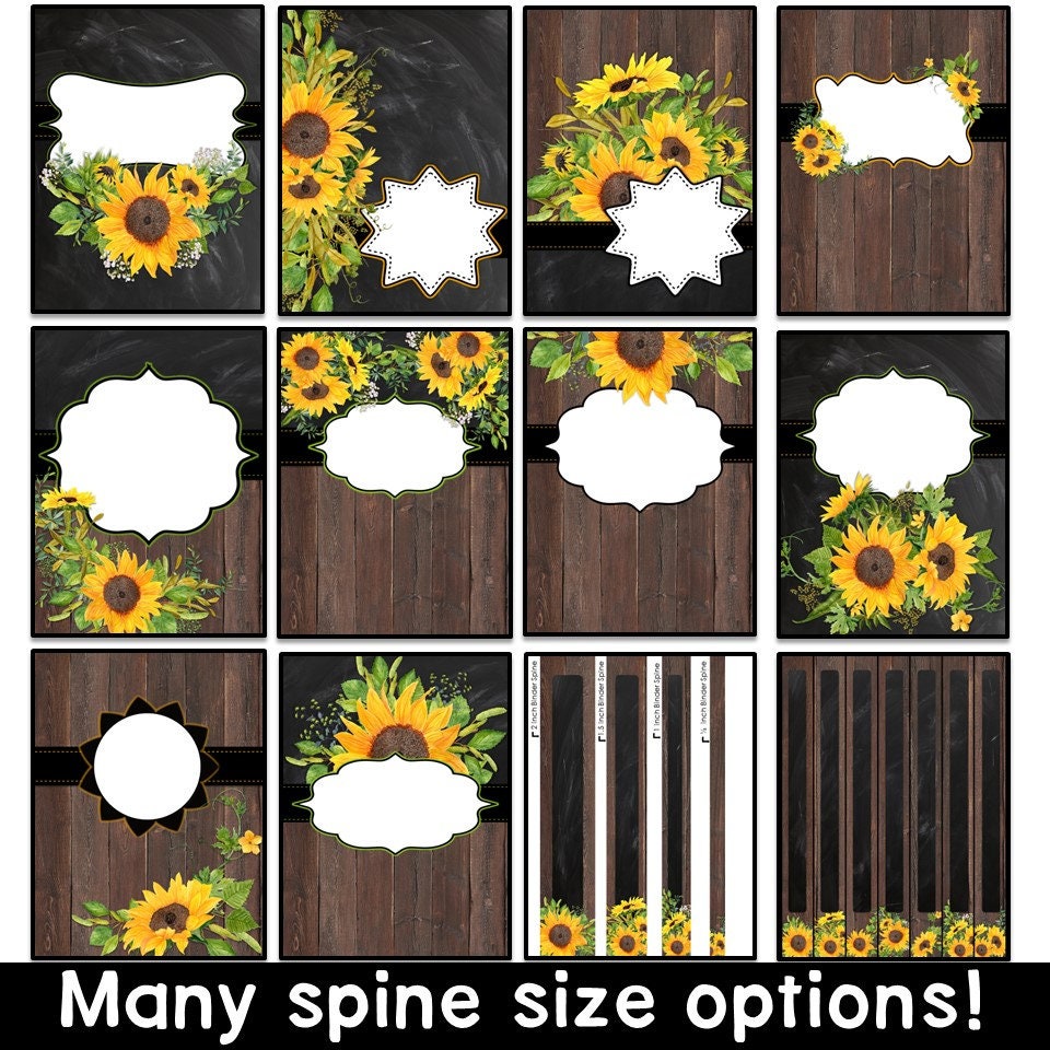 Editable Binder Covers and Spines Sunflower Farmhouse Classroom Decor ...