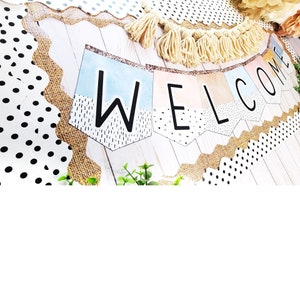 Editable Boho Bunting Bulletin Board Banner Letters Neutral Boho ...