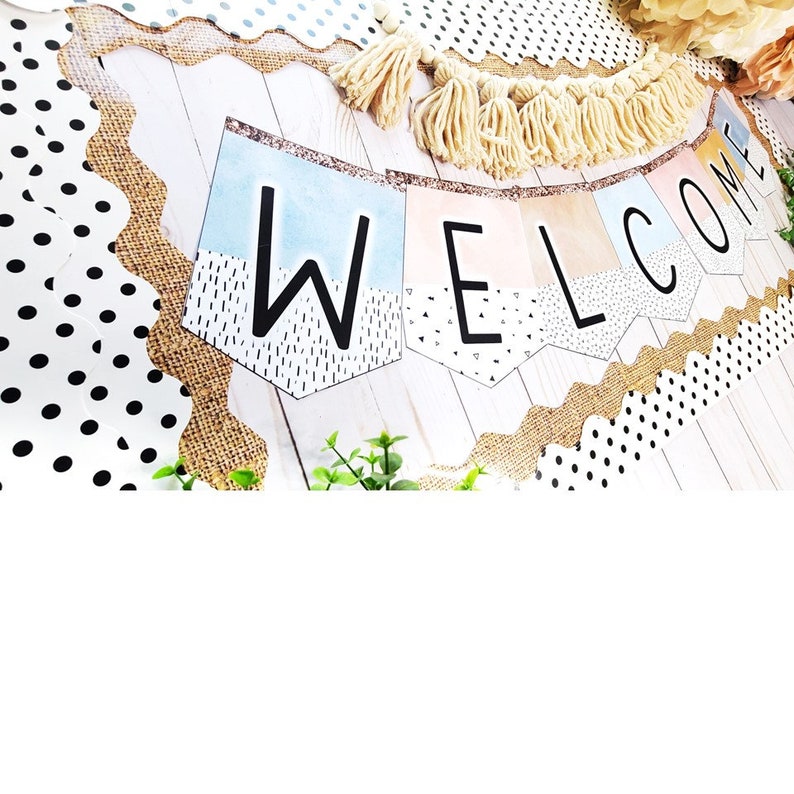 Editable Boho Bunting Bulletin Board Banner Letters Neutral - Etsy