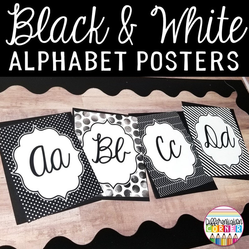 Cursive Alphabet Posters for the Classroom Black and White - Etsy