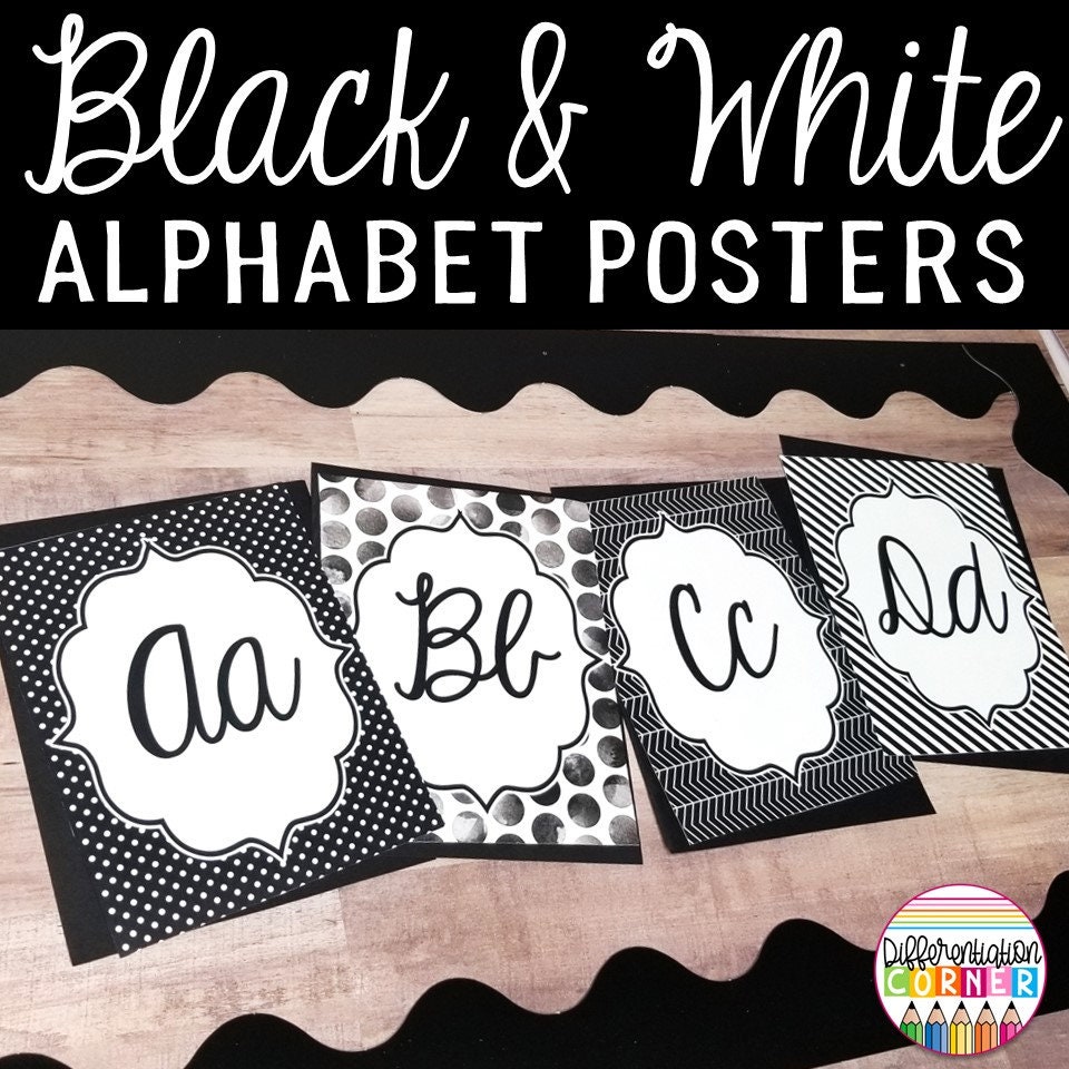 Cursive Alphabet Posters for the Classroom Black and White - Etsy