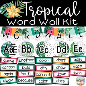 Classroom Word Wall Display Editable Tropical Classroom Decor Word Wall ...