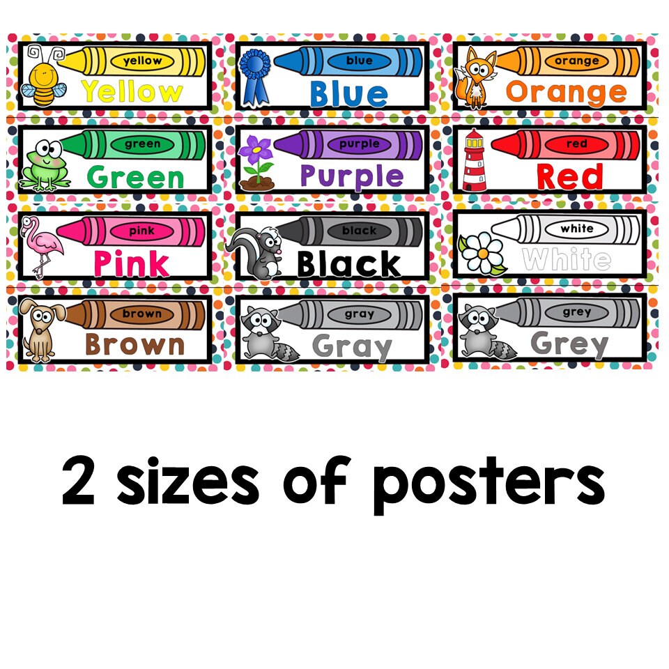 PRINTABLE Color Posters Pack Confetti Rainbow Classroom - Etsy