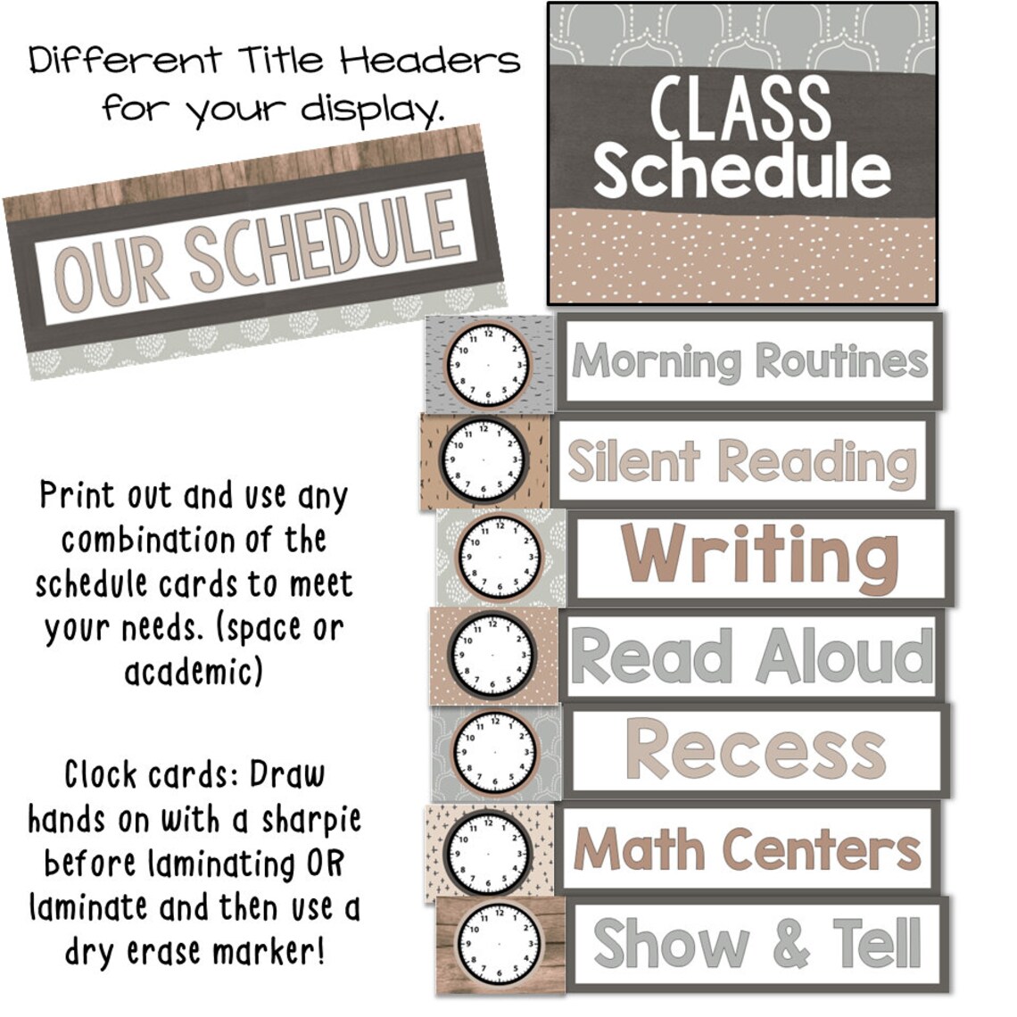 Editable Daily Schedule Cards Neutral Boho Classroom Decor Boho ...