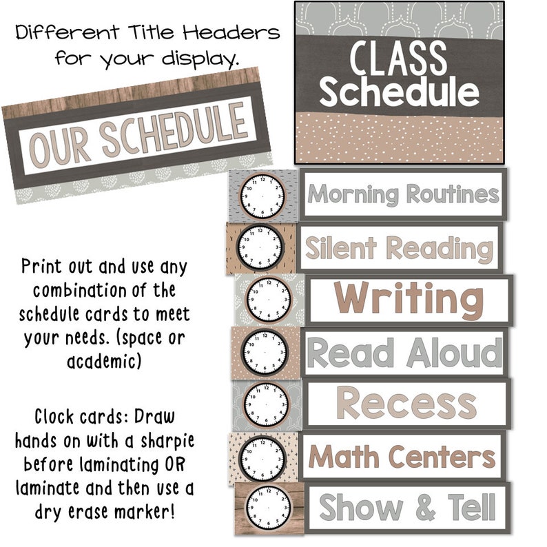 Editable Daily Schedule Cards Neutral Boho Classroom Decor Boho ...