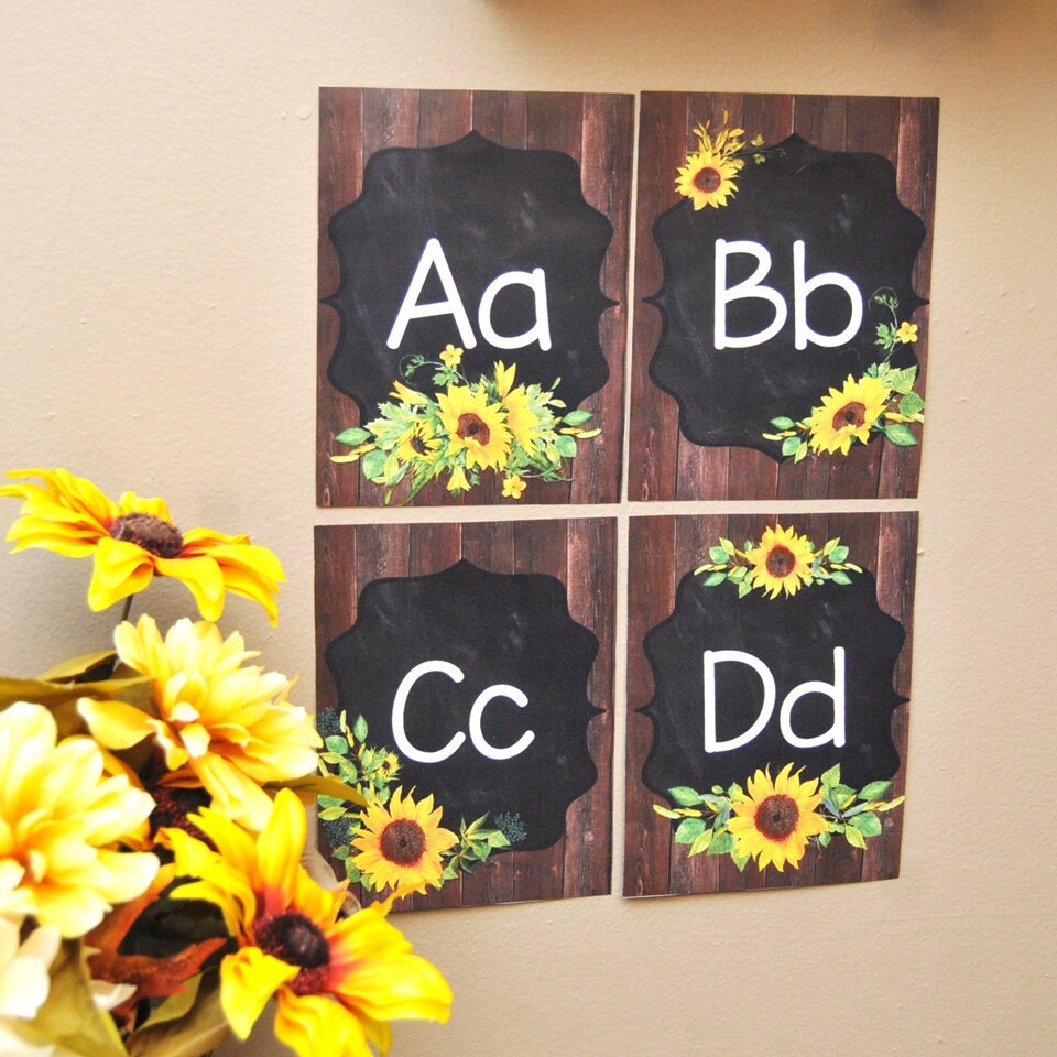 Alphabet Posters for the Classroom Sunflower Farmhouse Classroom Decor ...