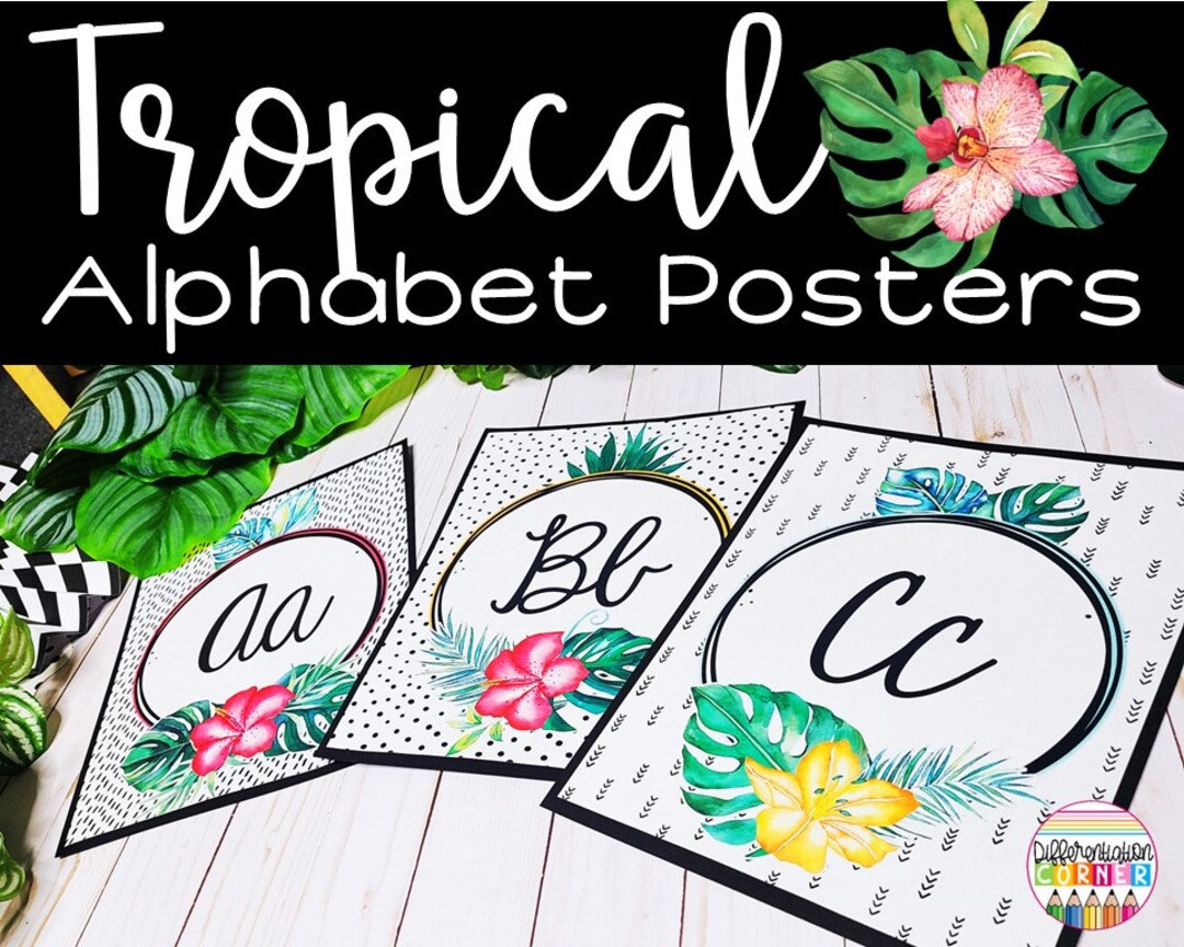 Cursive Alphabet Posters for the Classroom Tropical Classroom Decor ...