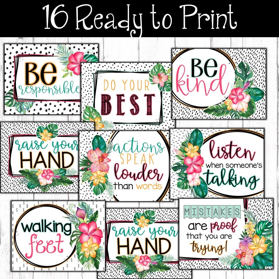 Editable Tropical Classroom Rules Posters Tropical Classroom Decor ...