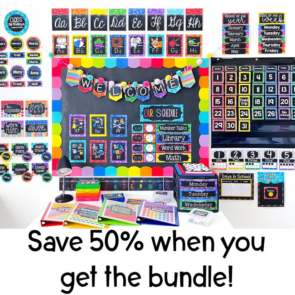 Editable Rainbow Bunting Bulletin Board Banner Letters Rainbow ...