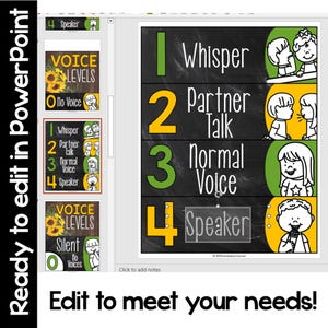 Printable Voice Level Chart Posters Farmhouse Classroom Decor Editable ...