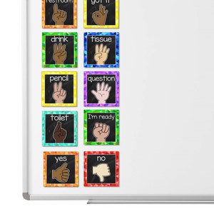 Classroom Hand Signal Posters, Rainbow Classroom Decor, Editable Hand ...