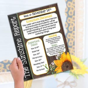 Editable Classroom Newsletter Template | Sunflower Farmhouse Classroom ...