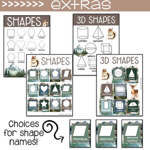 PRINTABLE Shape Posters Charts Nature Classroom Decor 2D and 3D Shapes ...