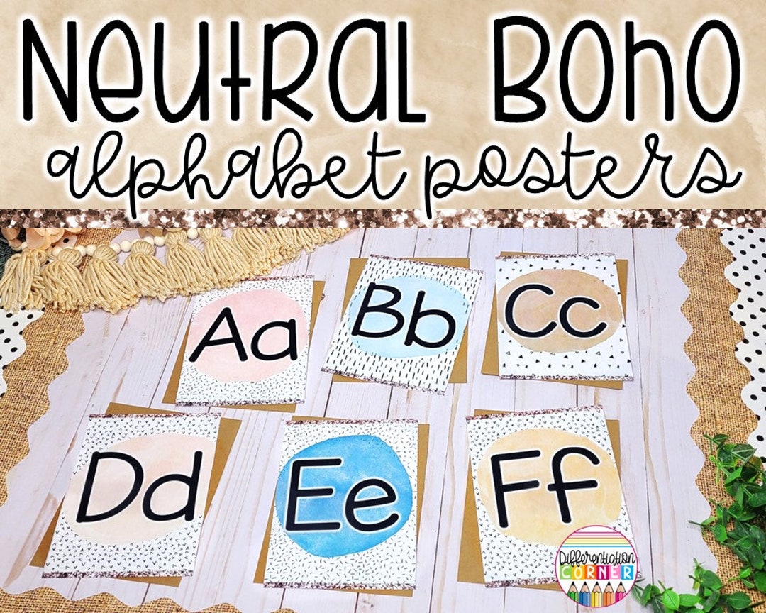 Alphabet Posters for the Classroom Neutral Boho Classroom Decor ...