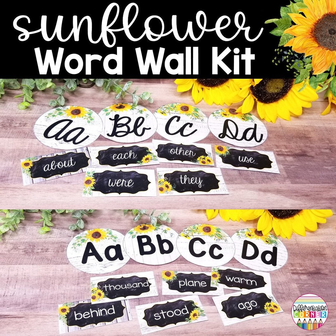 Classroom Word Wall Display Editable | Sunflower Farmhouse Classroom ...