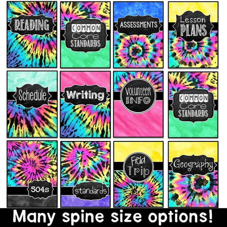 Editable Groovy Hippie Binder Covers and Spines Tie Dye - Etsy